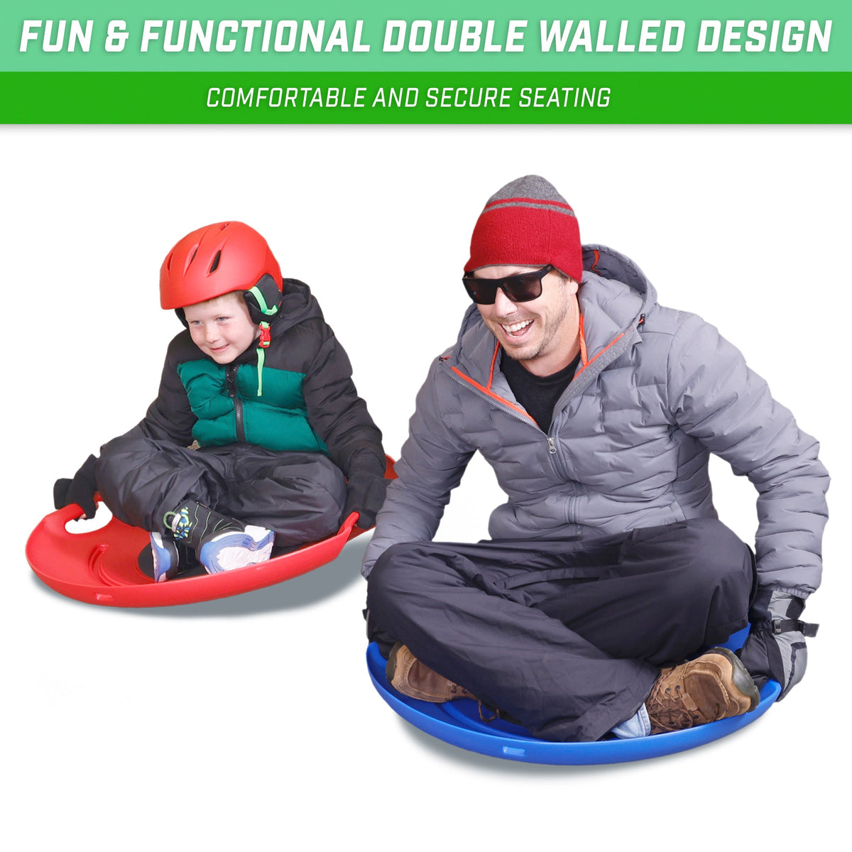 GoSports 29" Heavy Duty Winter Snow Saucer with Padded Seat and Hand P ...